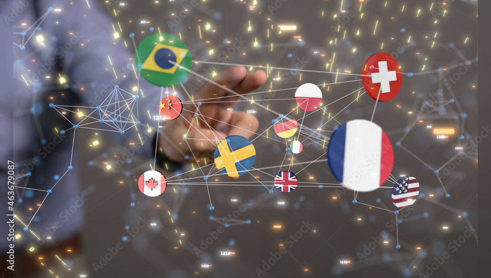 World map with all states and their flags,3d render. Stock Photo ...