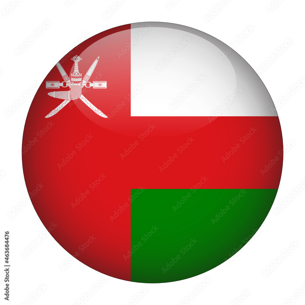 Oman 3D Rounded Country Flag button Icon Stock Vector | Adobe Stock