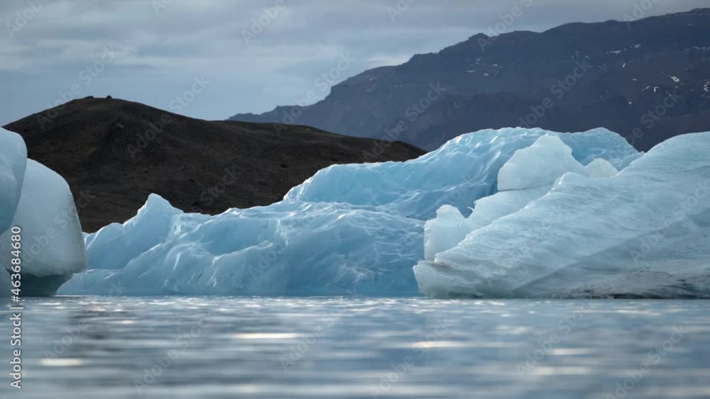 Icebergs floating. Ices and icebergs. Glacier lagoon. Greenland iceberg ...