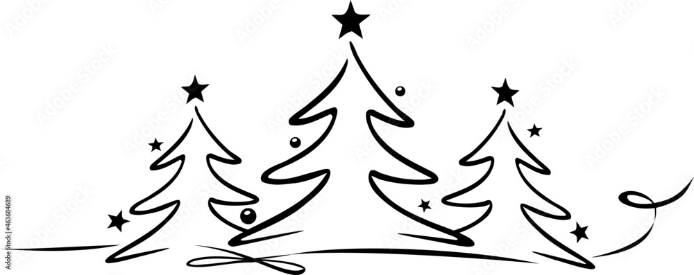 Christmas Tree Vector Drawing Stock Vector | Adobe Stock