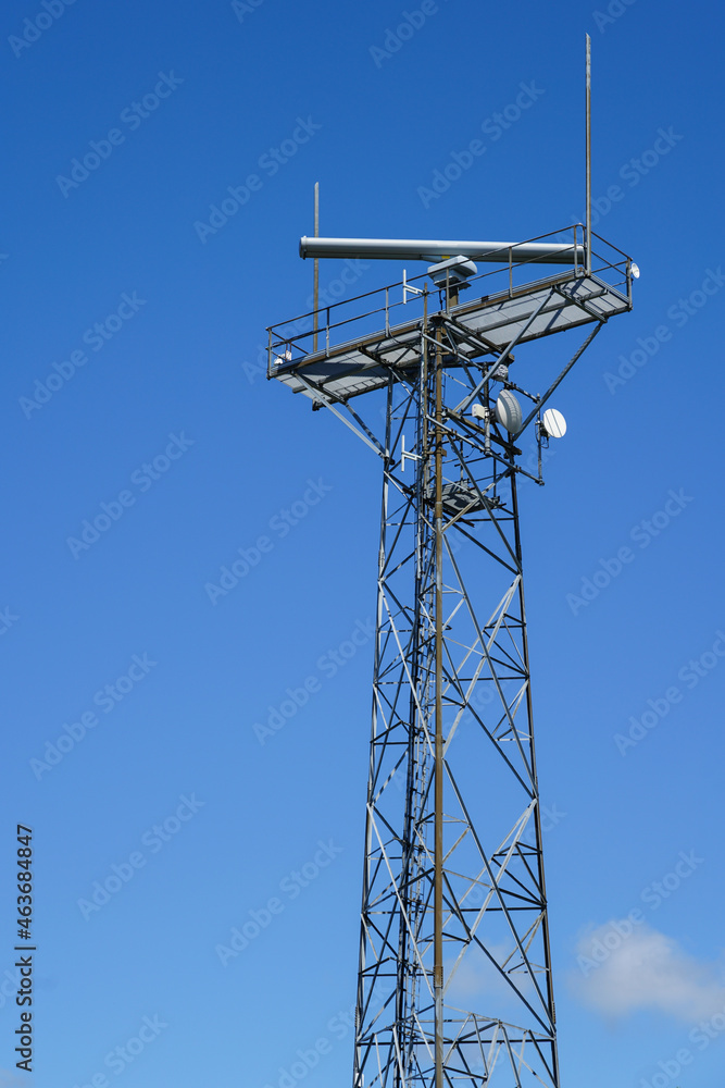 tower with coastal surveillance radar system and various communication ...