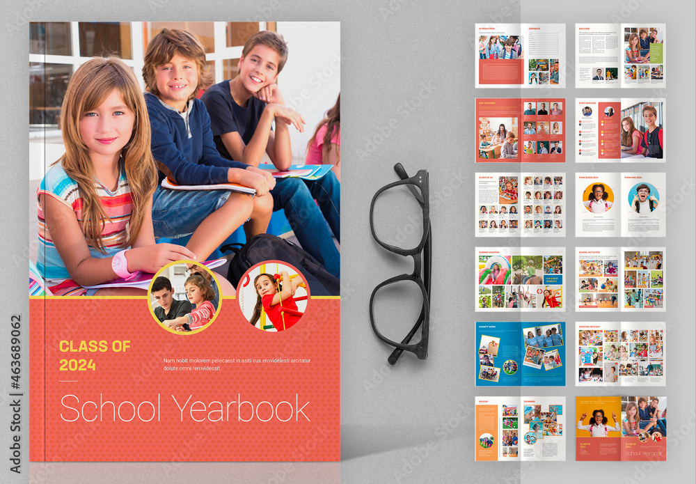 School Yearbook Layout Stock Template | Adobe Stock