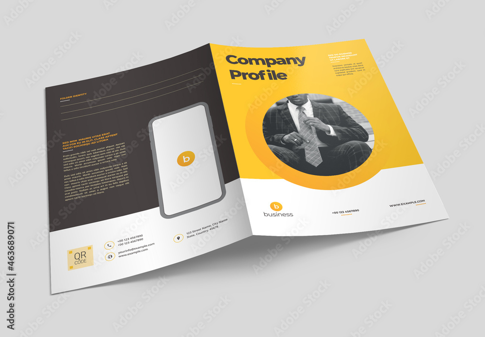Modelo de Presentation Folder Layout with Yellow Accents do Stock ...