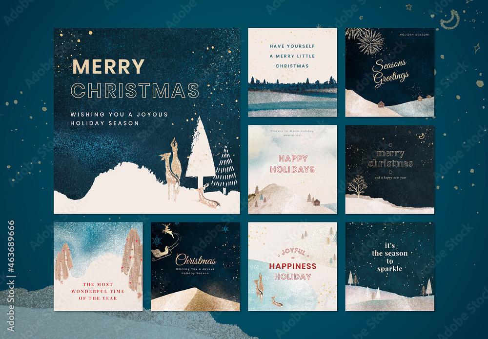 Christmas Greeting Social Media Post Layout Stock Template | Adobe Stock