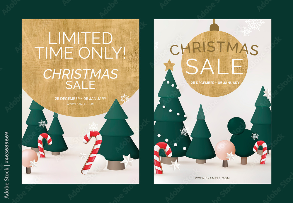 Christmas Sale Poster Layout Set Stock Template | Adobe Stock