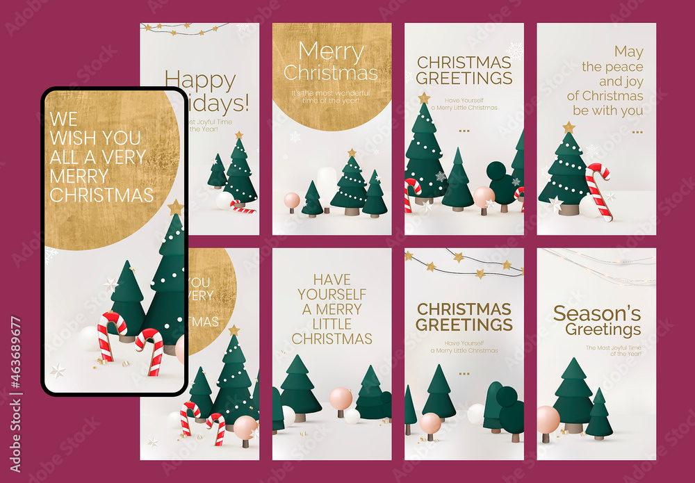 Christmas Greetings Story Layout Set Stock Template | Adobe Stock