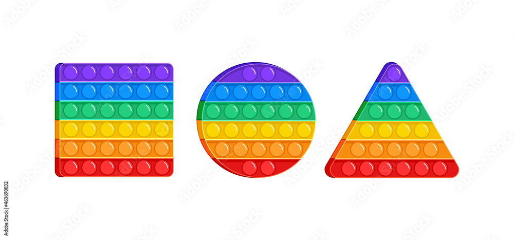Popit vector toy, rainbow push bubbles, fidget set, sensory game ...