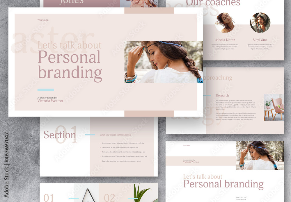 Business Presentation with Beige Accents Stock Template | Adobe Stock