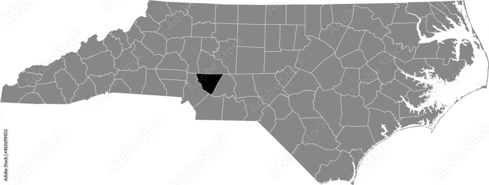 Black highlighted location map of the Cabarrus County inside gray ...