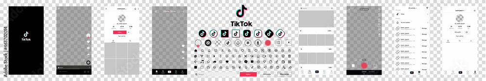 Tiktok. Tik tok mobile App interface template. Mockup page template ...