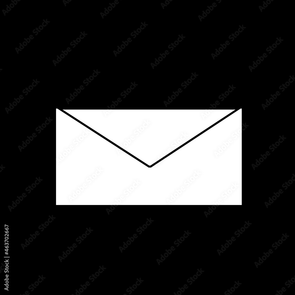 Mail icon vector isolated on black background. Trendy mail icon in flat ...