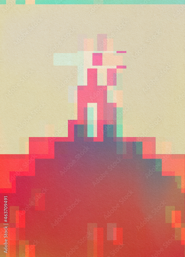 Abstract Red Pixel Hill Distortion Stock Photo | Adobe Stock