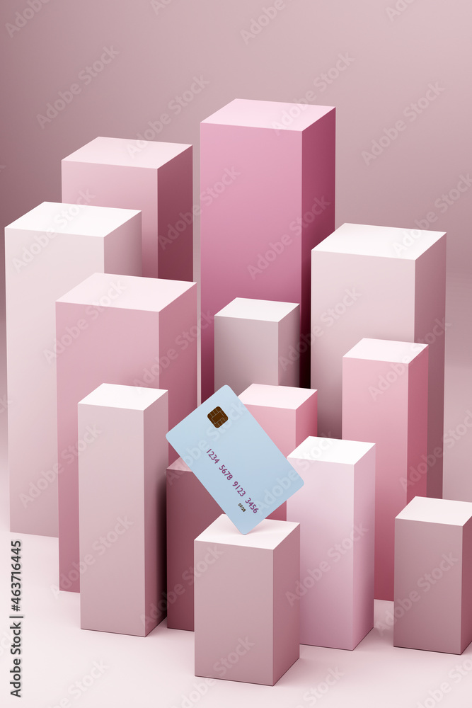 Credit debit card on cubes Stock Photo | Adobe Stock
