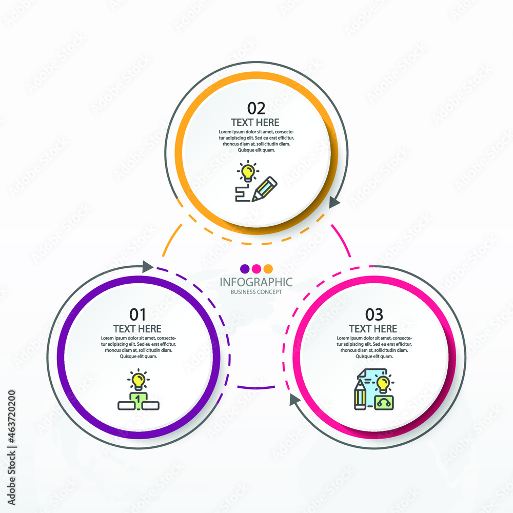 Basic circle infographic template with 3 steps, process or options ...