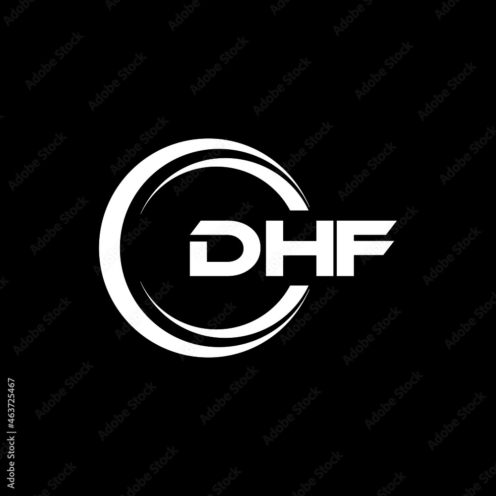 DHF letter logo design with black background in illustrator, vector ...