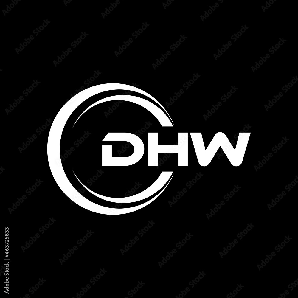 DHW letter logo design with black background in illustrator, vector ...