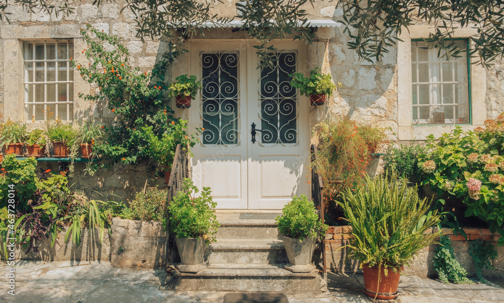 Architecture Of Perast Old Town / Details and facades. Stock Photo ...