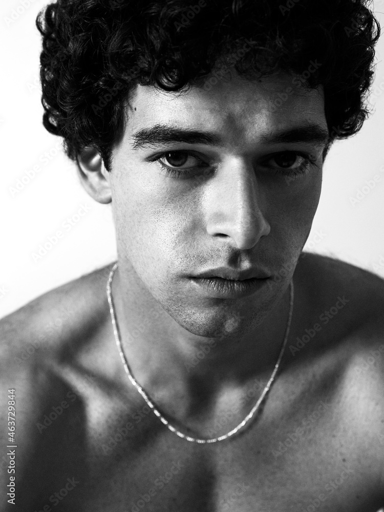 Black and White Editorial Portrait of Male Model Stock Photo | Adobe Stock