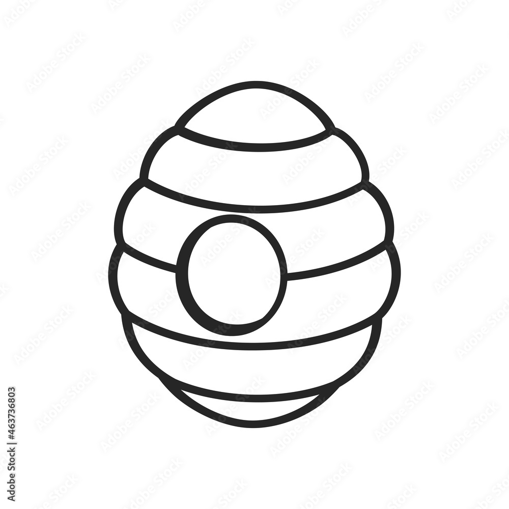 Beehive line art outline cartoon clipart vector illustration Stock ...