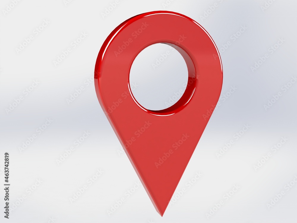 LOCATION pin glossy red arrow. The concept of tagging a sign landmark ...