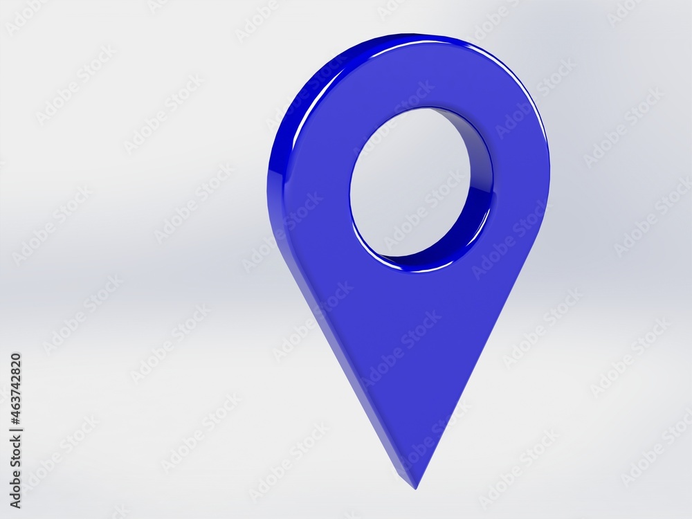 LOCATION pin glossy blue arrow. The concept of tagging a sign landmark ...