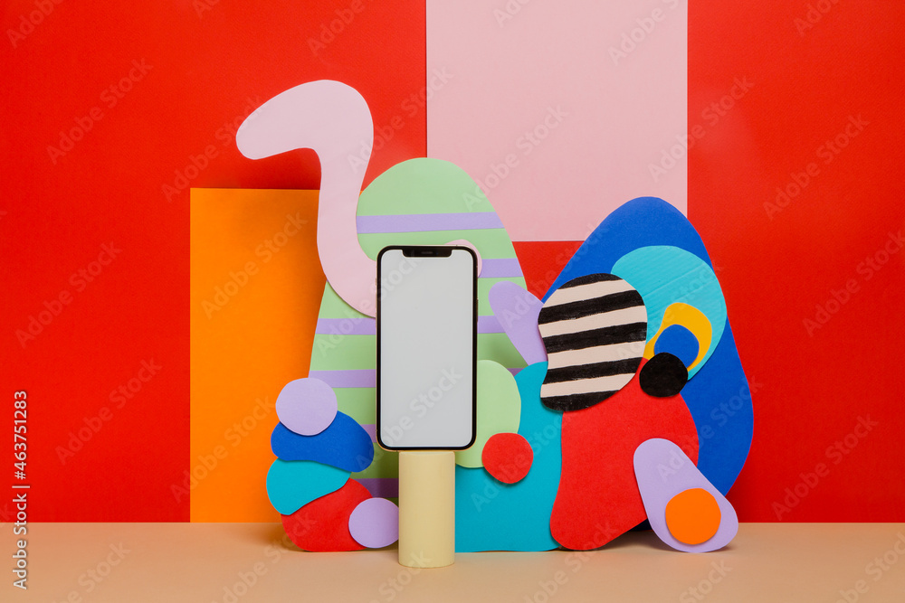 Smartphone with paper handcrafted details Stock Photo | Adobe Stock