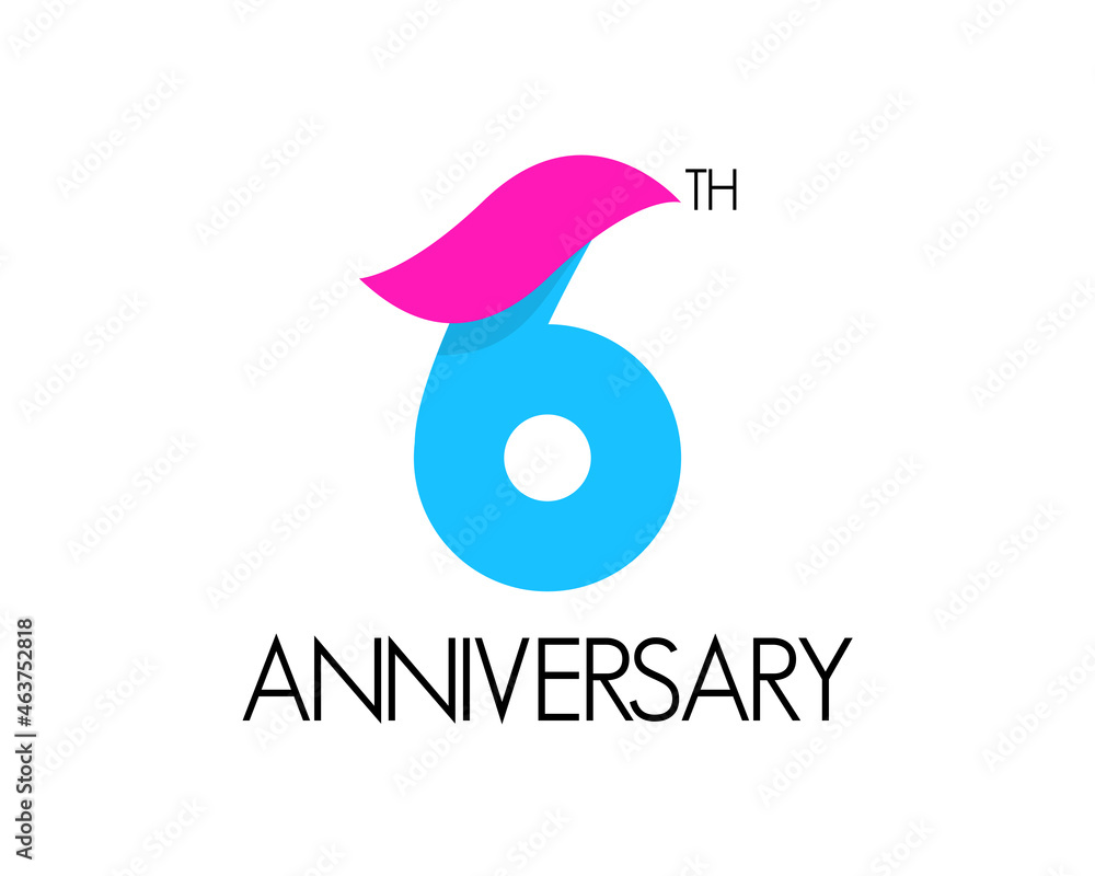 6 year simple anniversary logo design with ribbon icon Stock Vector ...