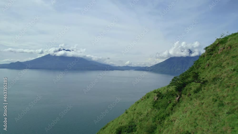 Guatemalan volcanos Volcan de Atitlan and Volcan San Pedro in Central ...