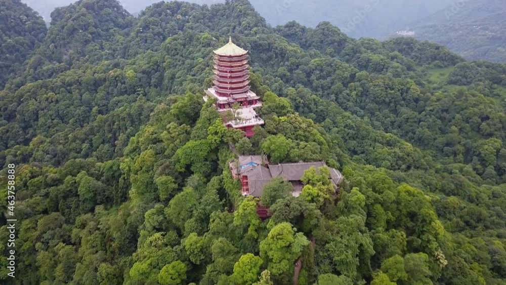 Chengdu, China - Laojun Pavilion is located in the top of the first ...