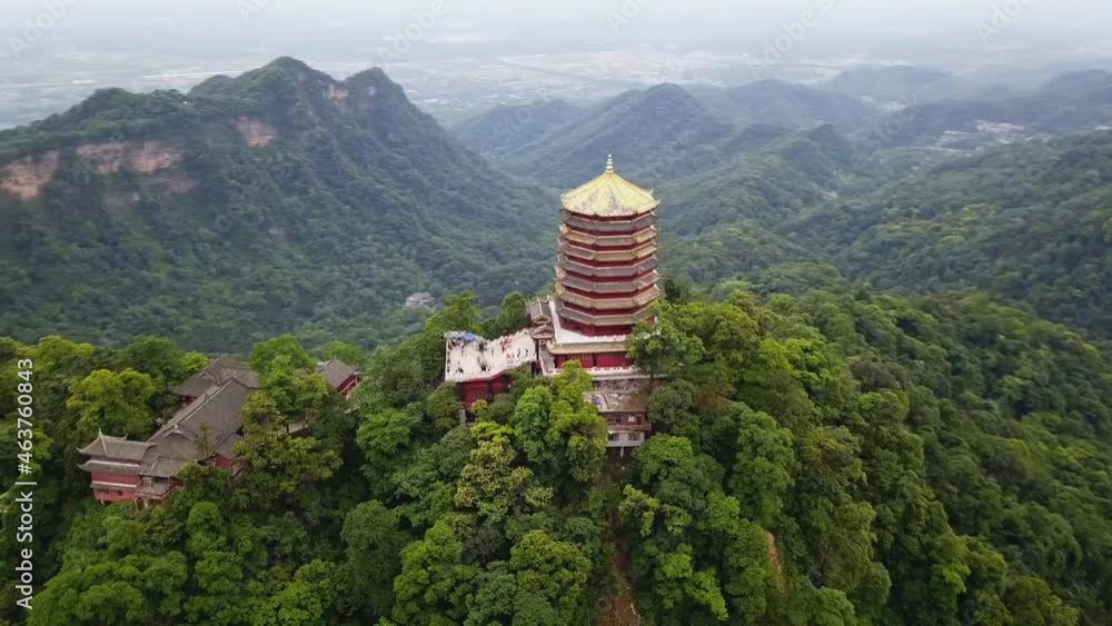 Chengdu, China - Laojun Pavilion is located in the top of the first ...
