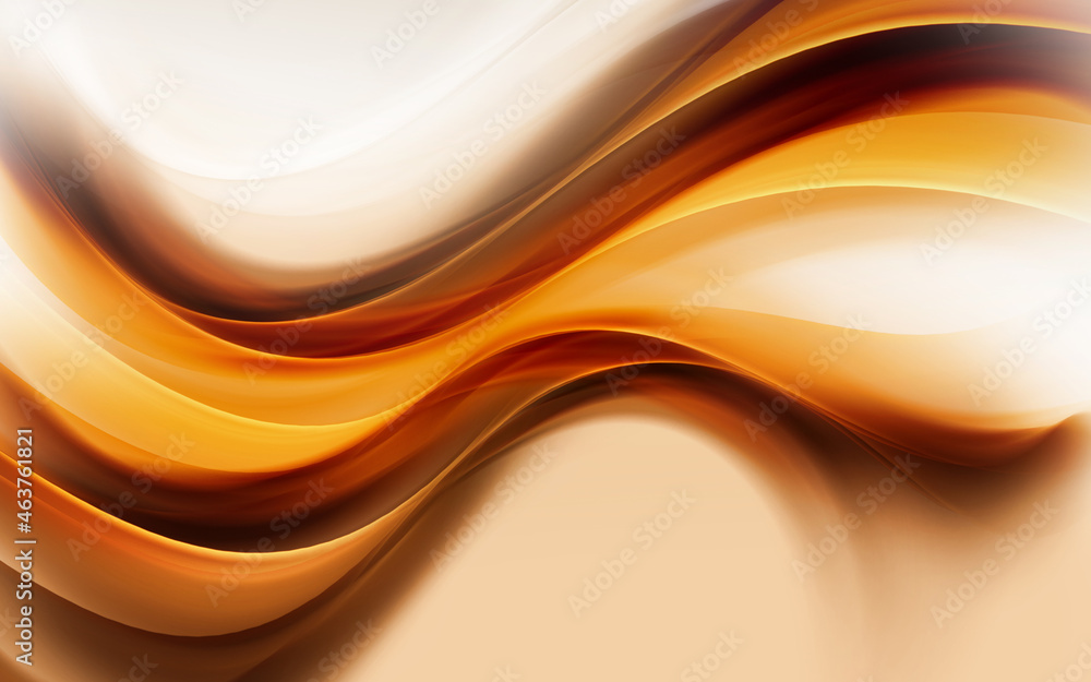 Gold and wave flow and golden glitter lines on brown background ...