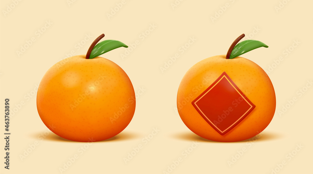 3d realistic Mandarin oranges Stock Vector | Adobe Stock