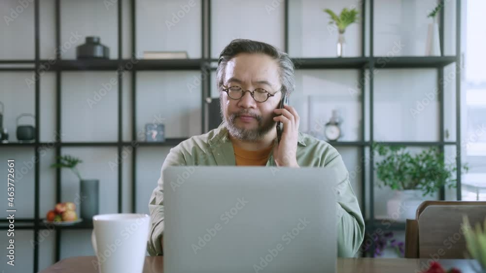 busy dad working at home,asian male dad using laptop and conversation ...