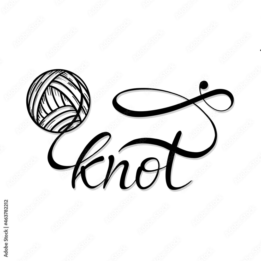 Word knot. A ball of thread. Idea for logo. Creative lettering. Written ... Word knot. A ball of thread. Idea for logo. Creative lettering. Written ...