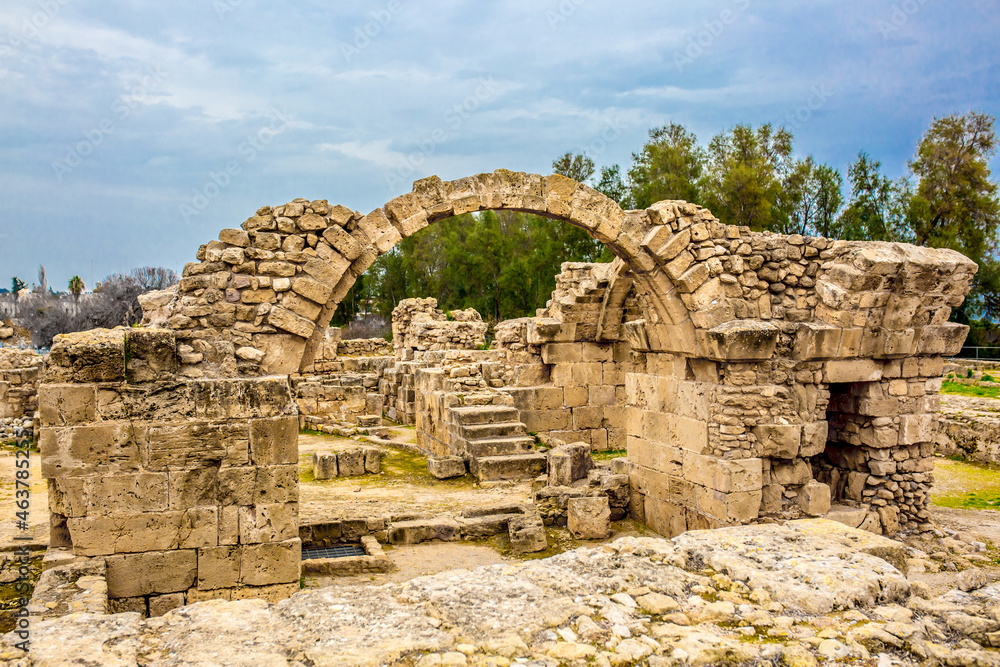 Cyprus The ruins of the ancient Greek city in Paphos is an ...