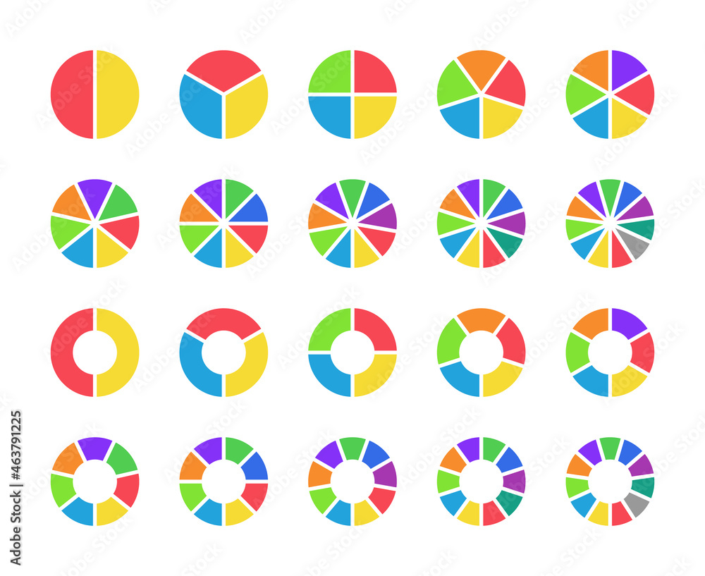 Pie chart. Circle graph with section from 1 to 11. 6, 5, 3 infographic ...