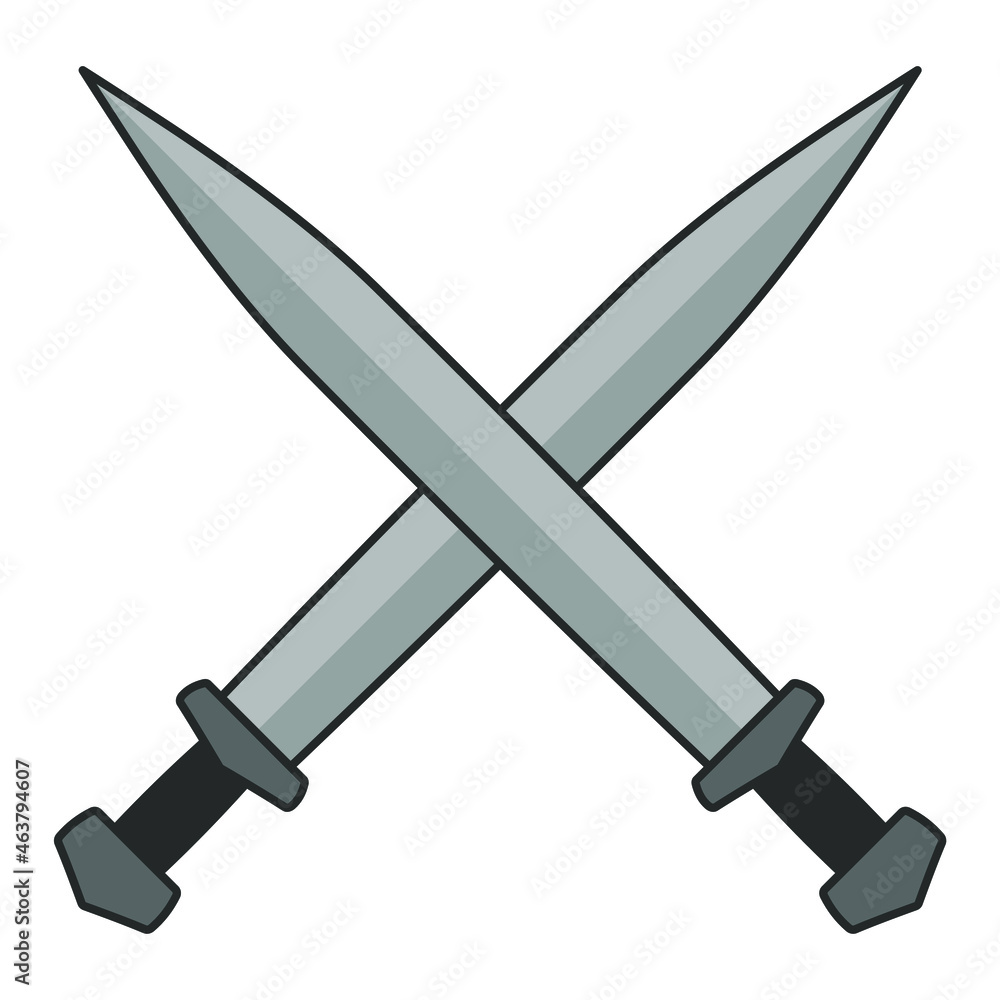 Sword vector illustration icon. Crossed swords military or heraldry ...