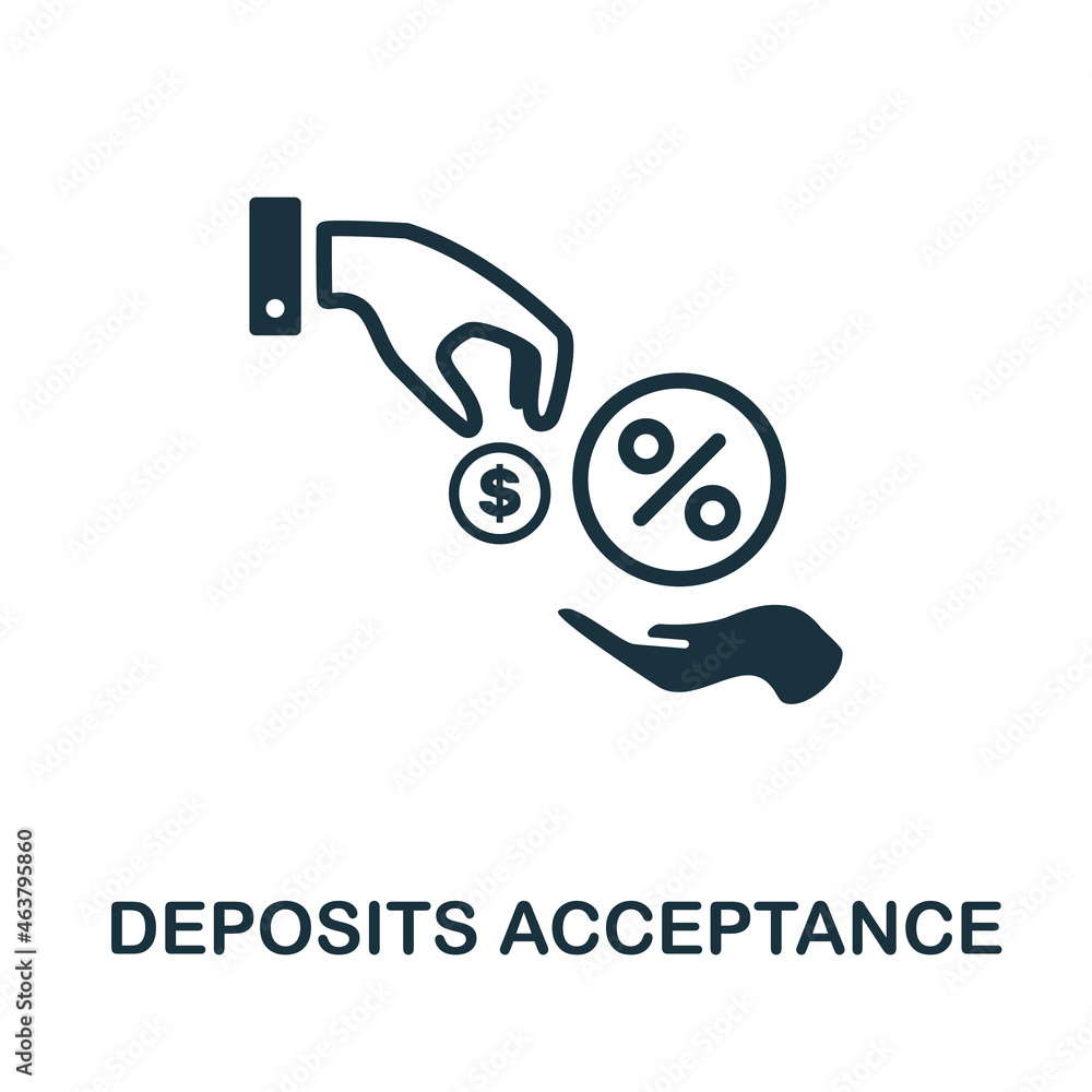 Deposits Acceptance icon. Monochrome sign from banking operations ...