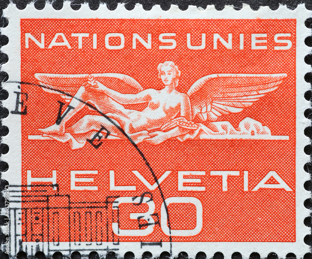 Switzerland - Circa 1955: a postage stamp printed in the Switzerland ...