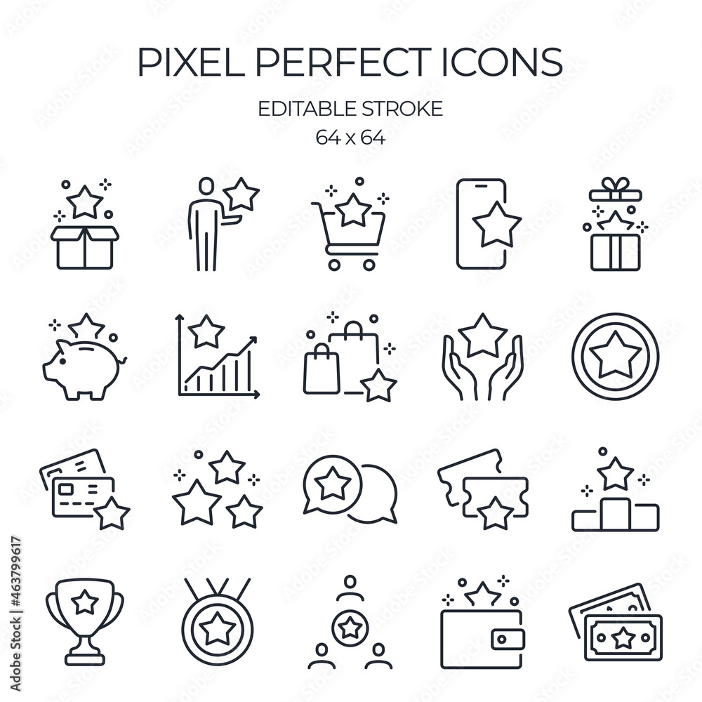 Bonus and reward related editable stroke outline icon isolated on white ...