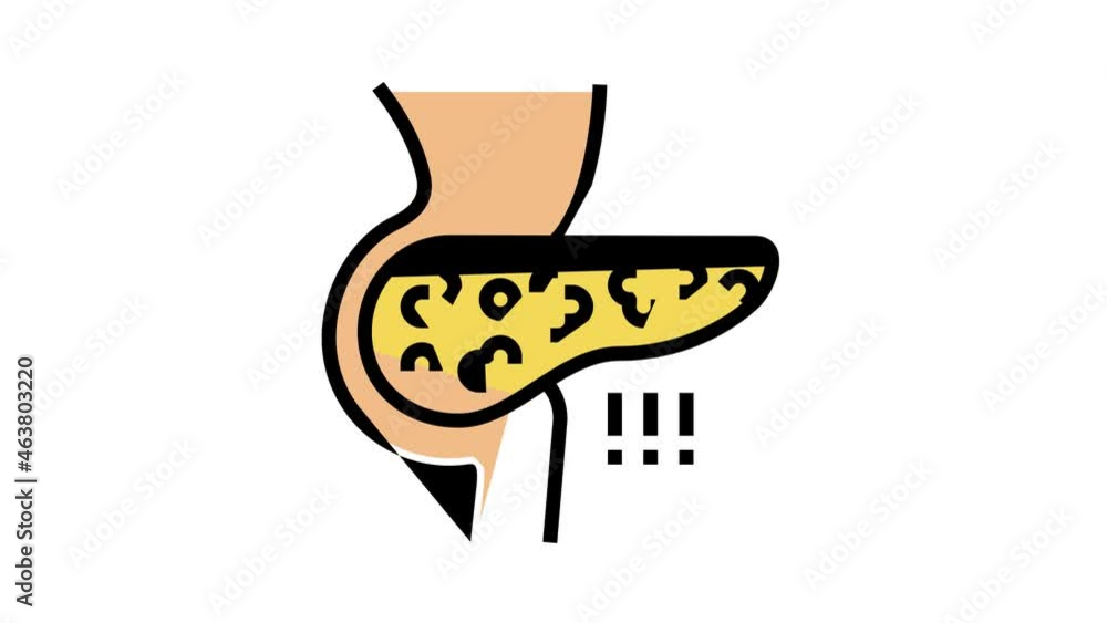 fatty liver animated color icon. fatty liver sign. isolated on white ...