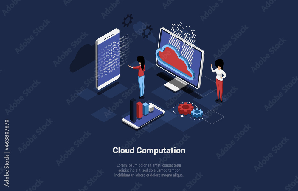 Isometric Vector Illustration With Writing. Conceptual Composition In ...