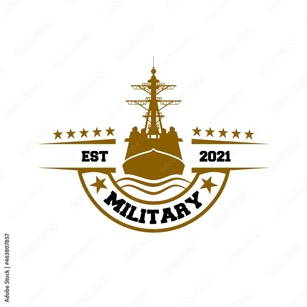Military ship logo icon. Illustration ship boat and emblem silhouette ...