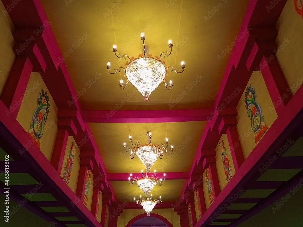 Beautiful Jharbati Lighting Picture in a pandal during Durga Puja Stock ...