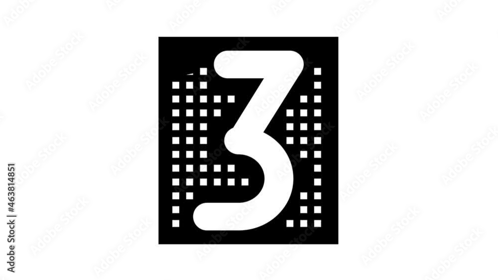 third number animated glyph icon. third number sign. isolated on white ...