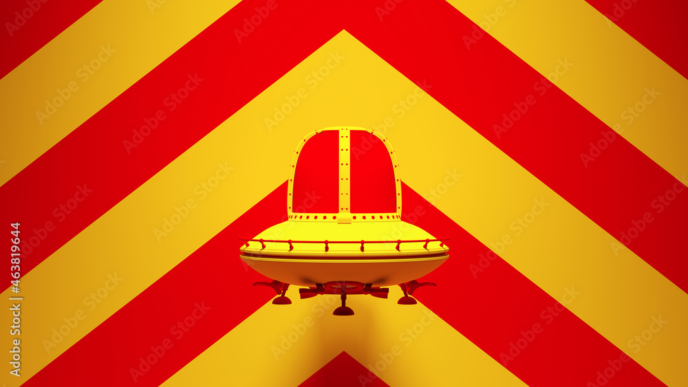 Yellow Red Vintage UFO Classic Extra-terrestrial Sci Fi Alien Spaceship ...