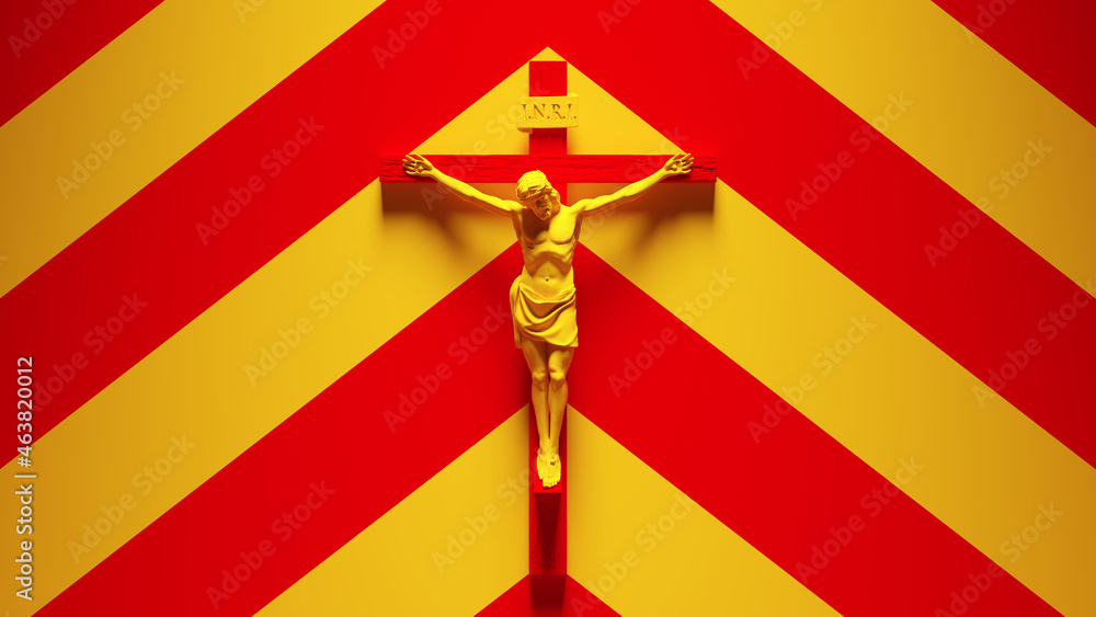 Yellow Jesus on a Cross Statue Crucifix Church Art Religion Sculpture ...