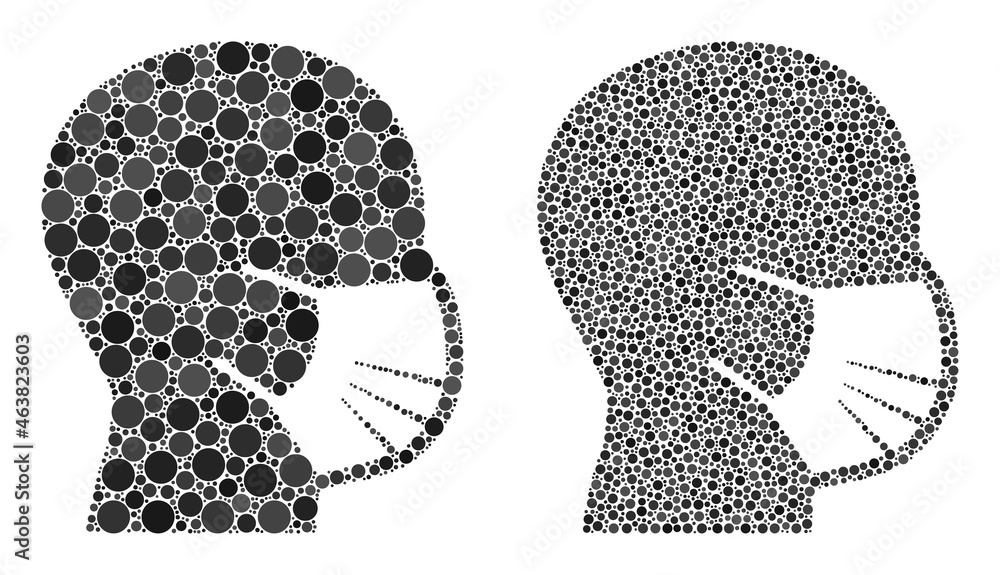 Dotted masked man profile icon. Mosaic masked man profile icon ...