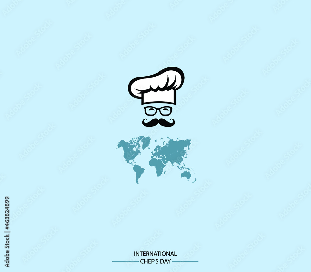 International Chefs Day concept background. chefs head with world map ...