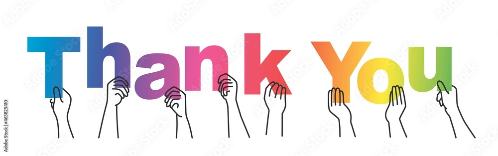 Thank you. A group of people hold big letters. Stock Vector | Adobe Stock